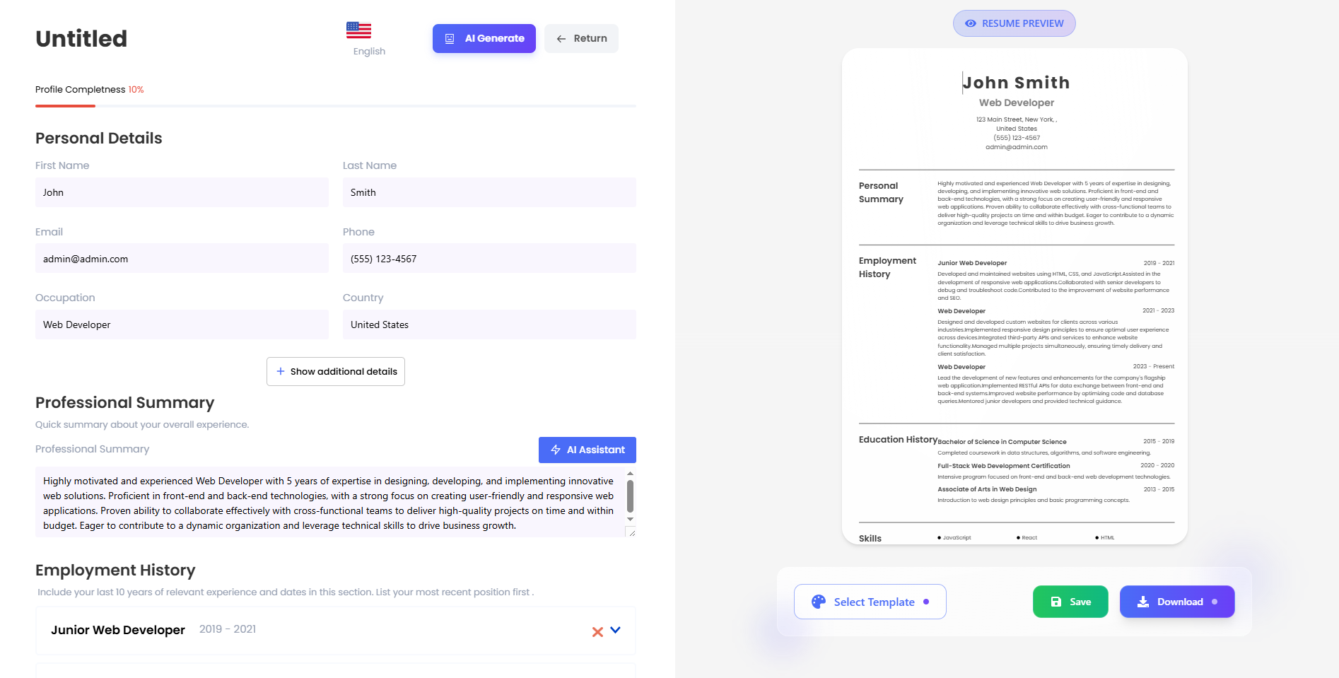 GTR Resume Builder